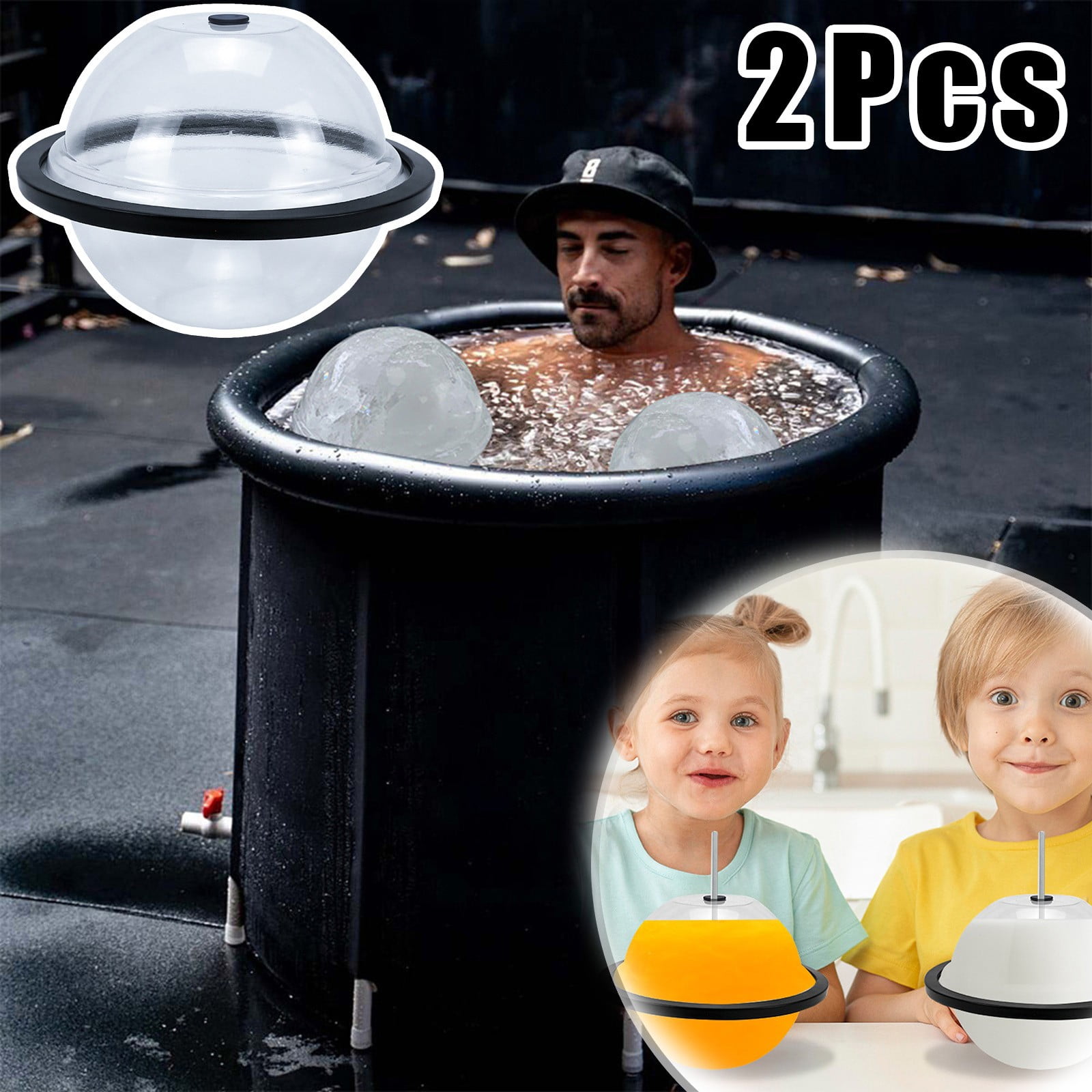2pcs Extra Large Round Ice Mould Versatile Durable Ice Maker Ice Bath ...