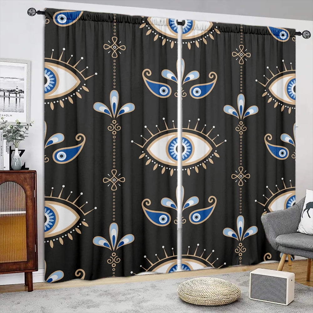 2pcs Eye Creative Pattern Curtains For Living Room Bedroom 3D Digital ...