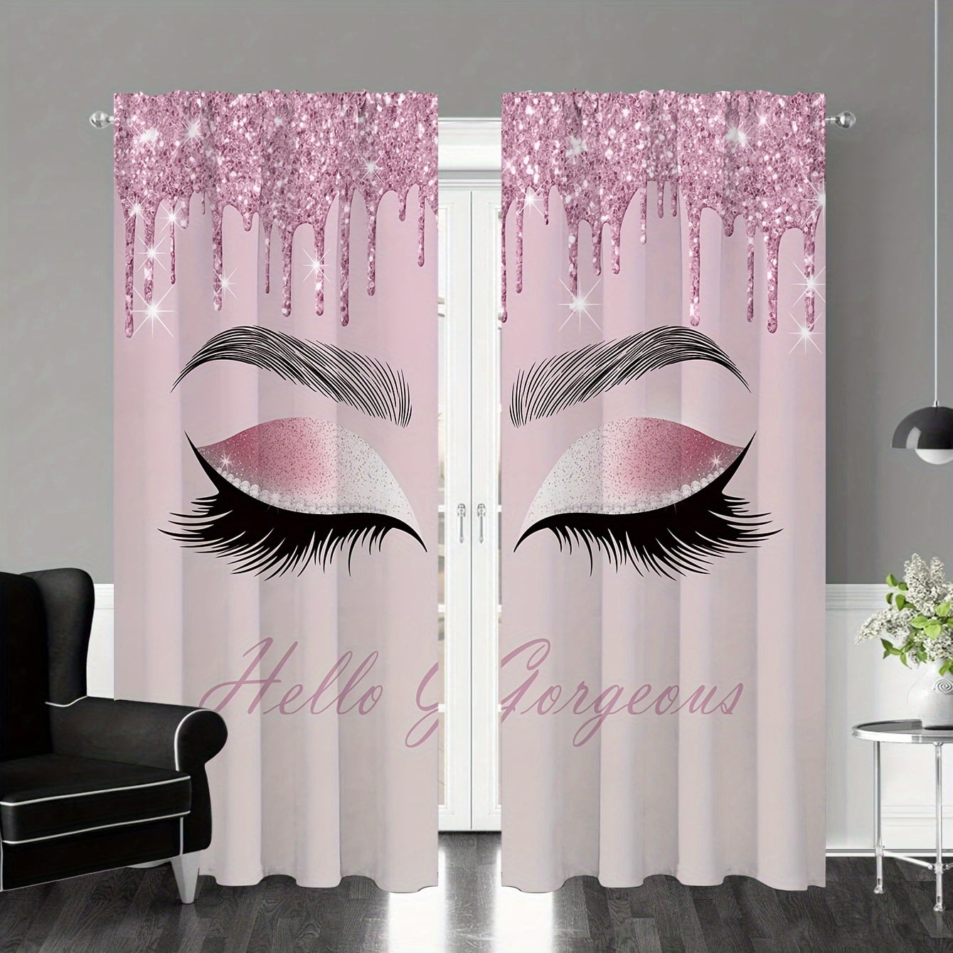2pcs Eye Creative Pattern Curtains For Living Room Bedroom 3D Digital ...