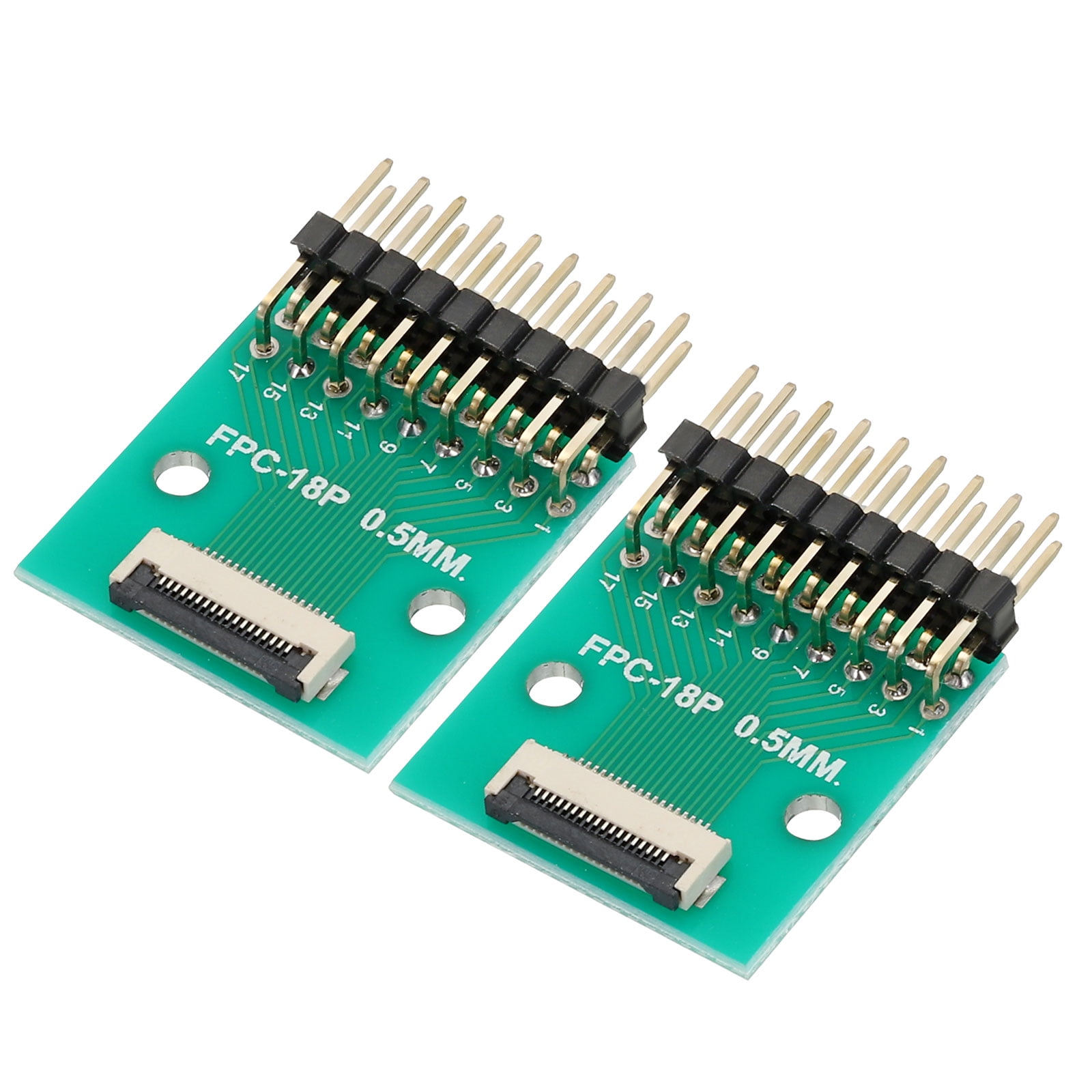 2pcs FFC FPC Connector Board 18 Pin 0.5mm Socket to 2.54mm Double Row Right Angle Pin Header ...