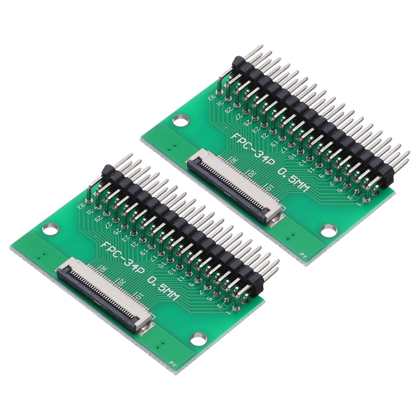 2pcs FFC FPC Connector Board 34 Pins 0.5mm Socket to 2.54mm Double Row Right Angle Pin Header ...