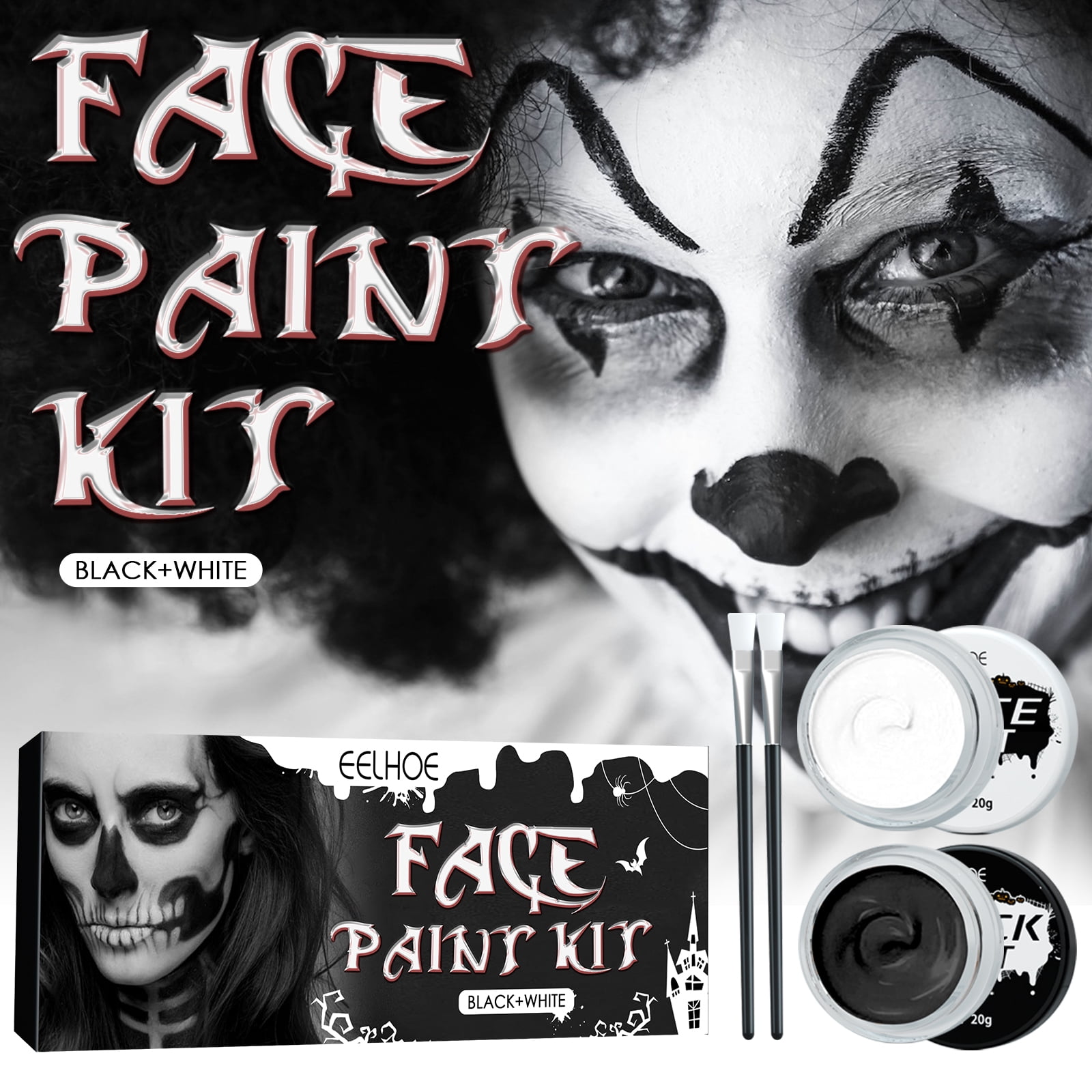 2pcs Face Paint Kit, Body Paint Vampire Zombie Skull Face Body Makeup ...