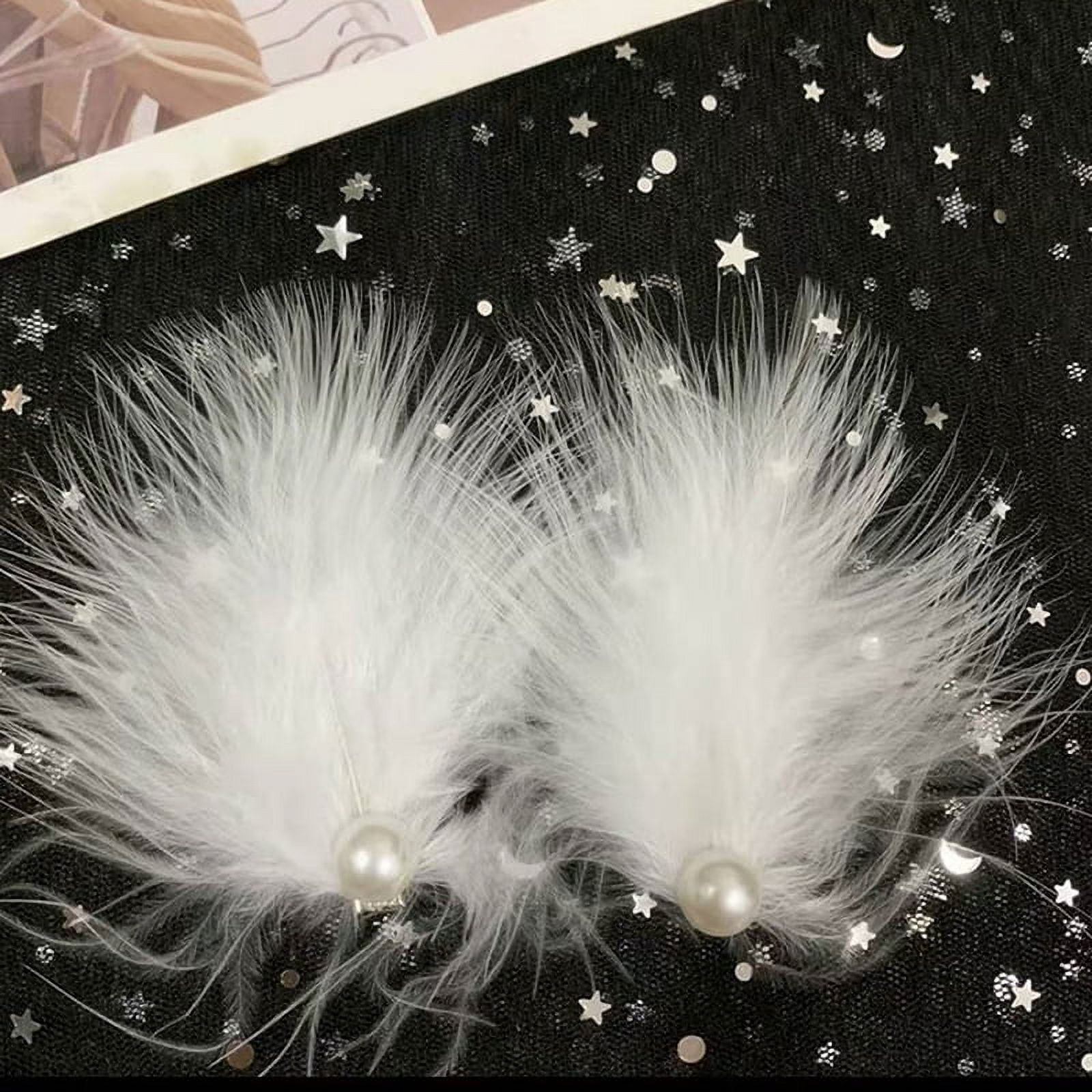 2pcs Fairy White Feather Hair Clip Headdress Wedding For Feather Hair ...