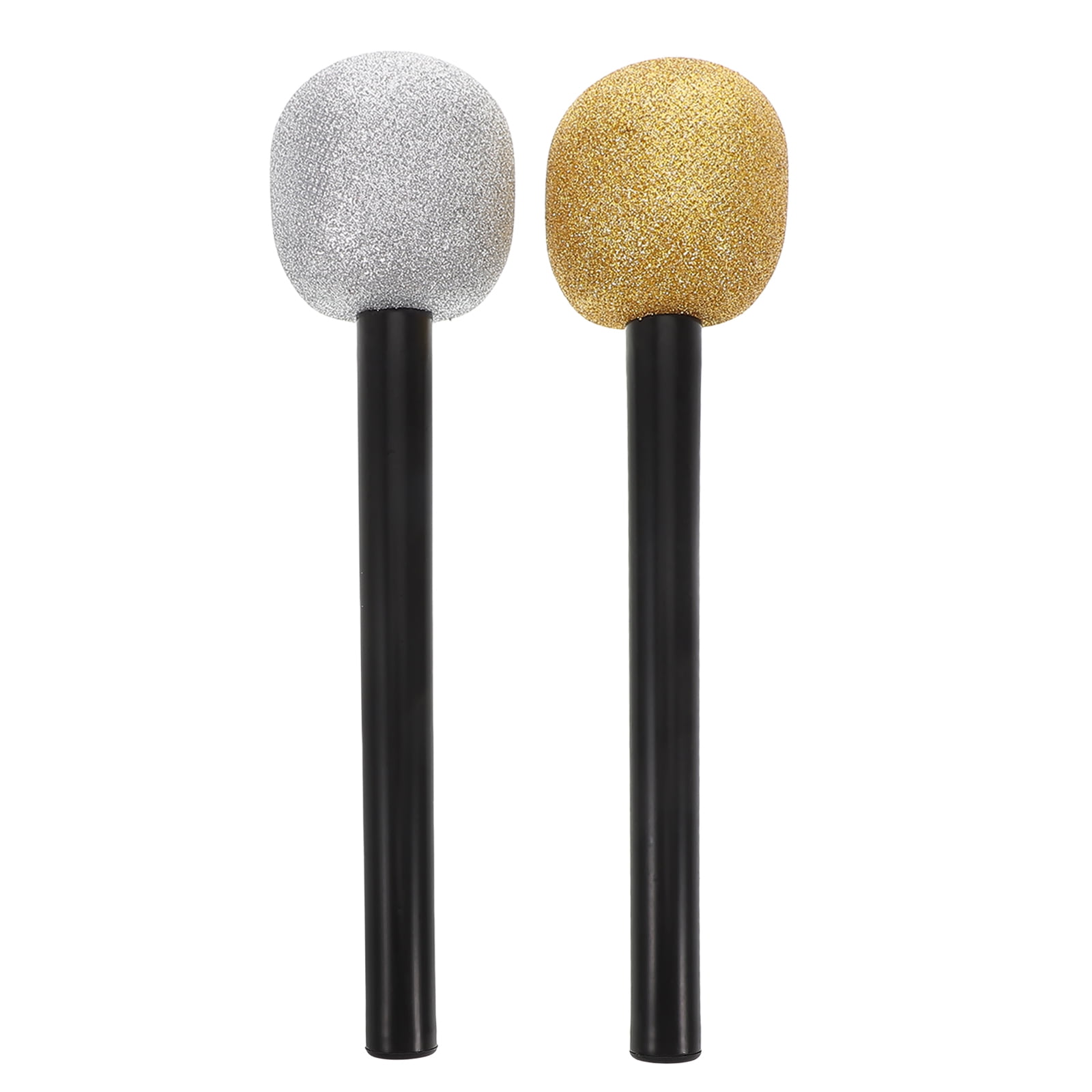 2pcs Fake Microphone Prop Glitter Microphone Models Sparkly Bling ...