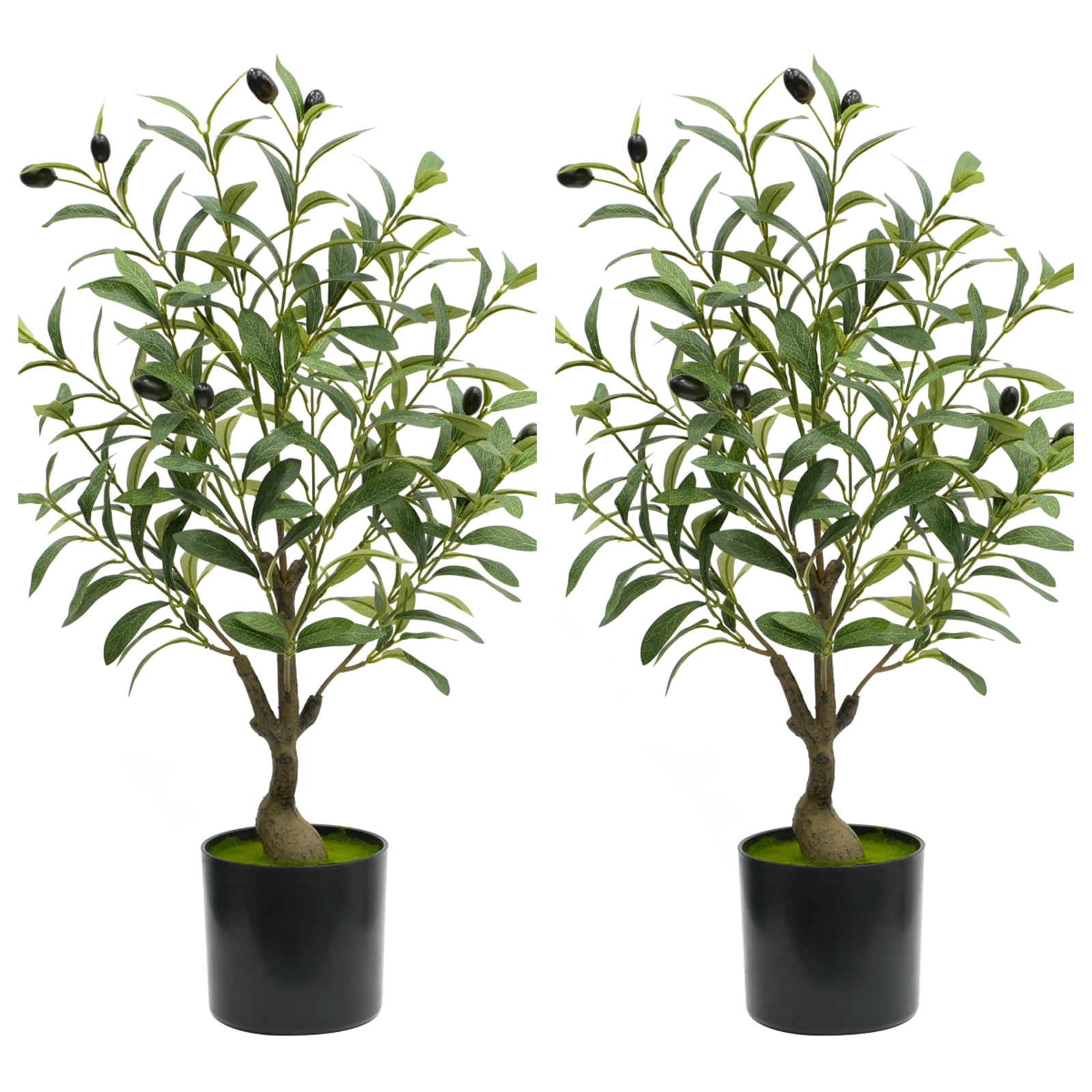 2pcs Fake Olive Tree With Natural Wood Trunks, Realistic Leaves And ...