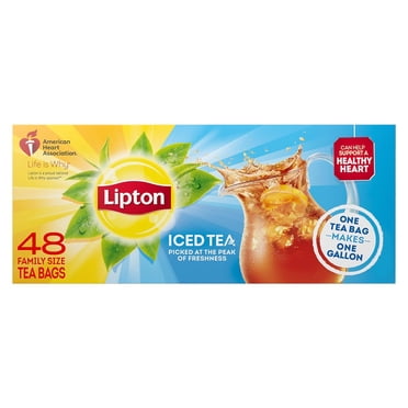 Lipton Family-Sized Regular Black Iced Tea Bags, Cold Brew, Unsweetened ...