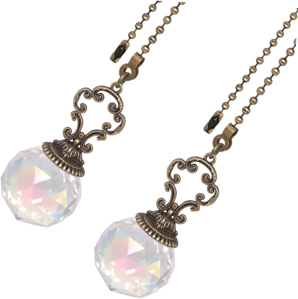 2pcs Fan Light Hanging Chain Diamond Pendant Globe Chandelier Ceiling ...