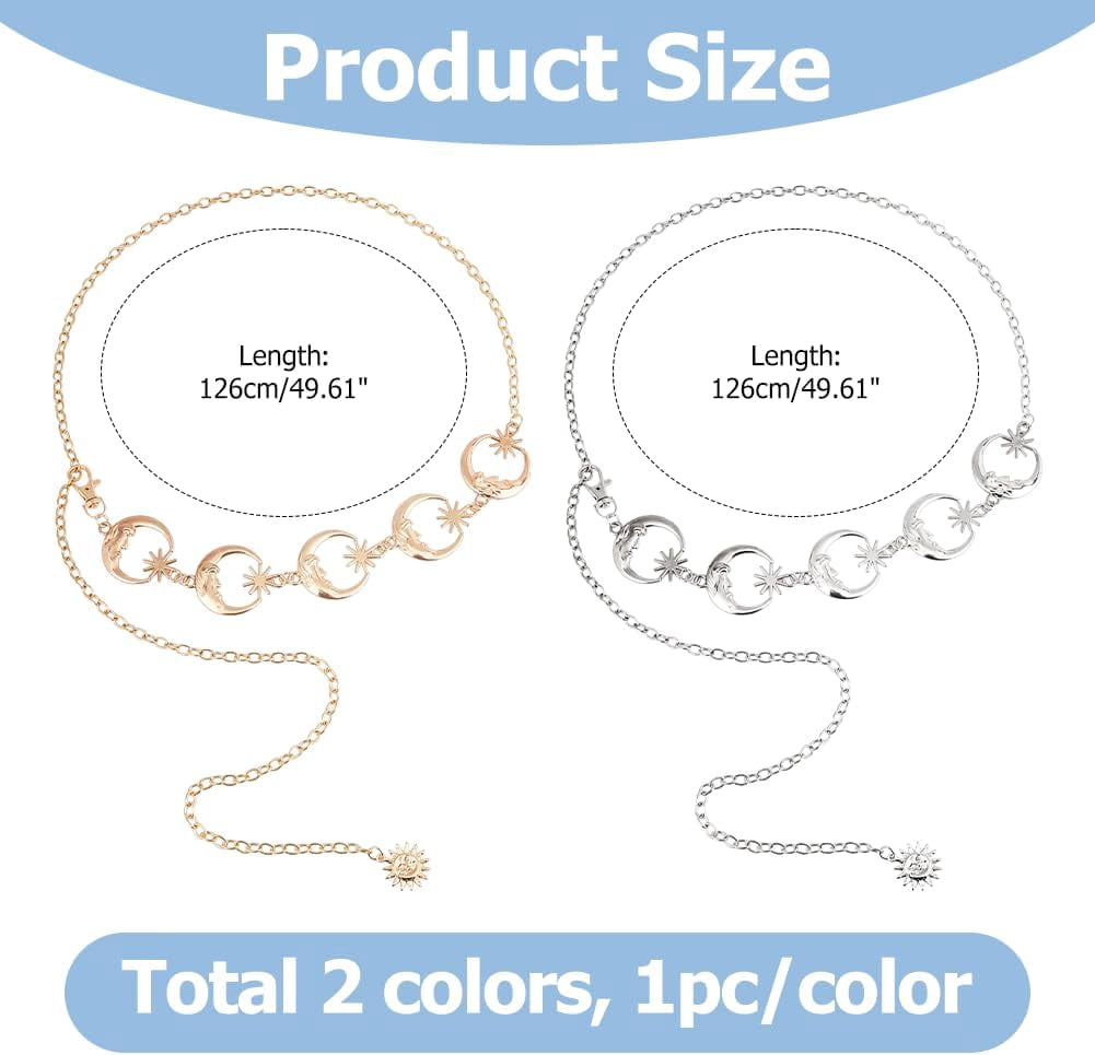 2pcs Fashion Body Link Belts 49.6 inch Chain Belt for Women 2 Colors ...