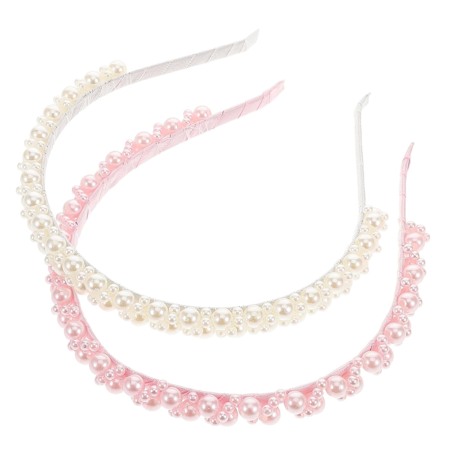 2pcs Faux Pearl Hairbands Beaded Headbands for Women Casual Wash Face ...