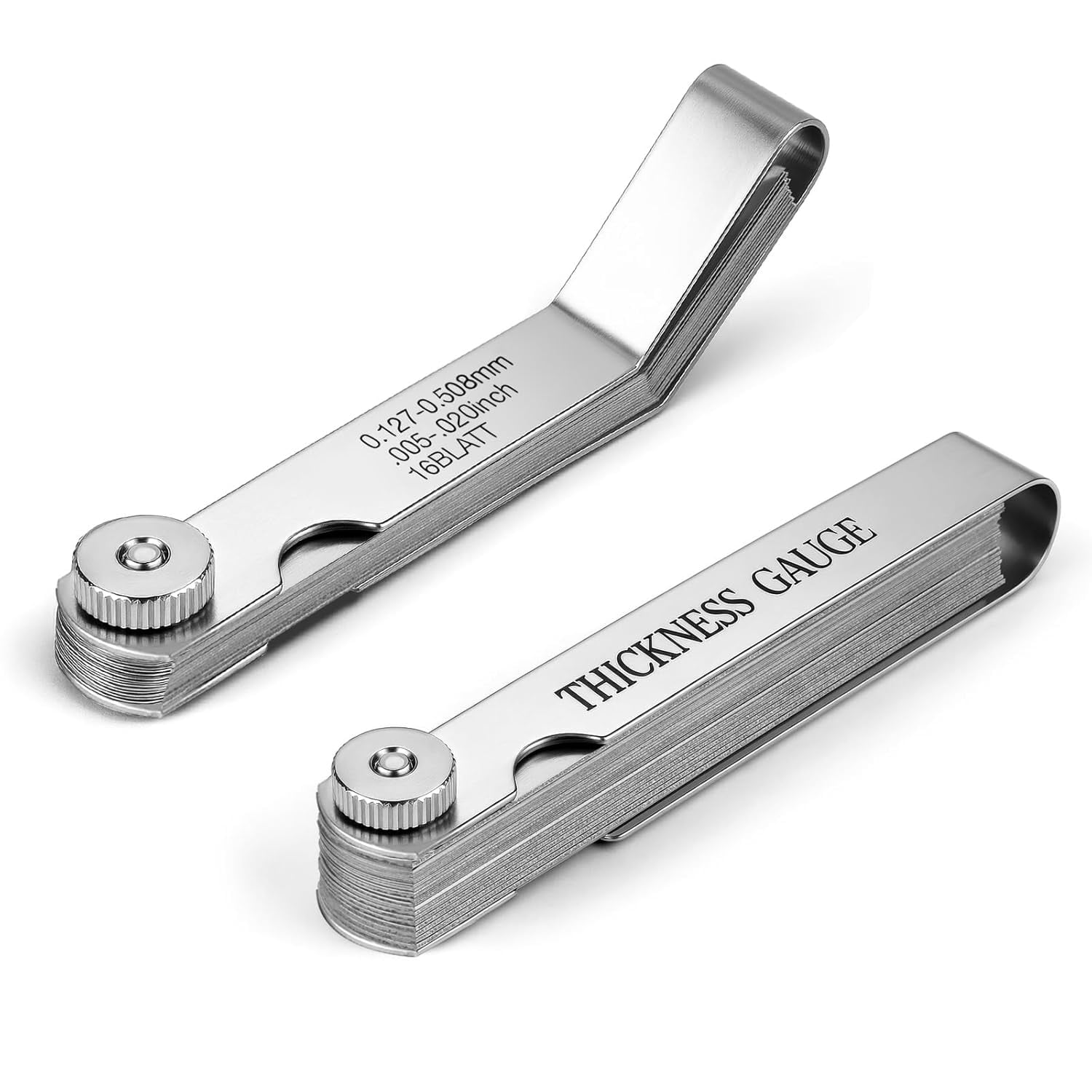 2pcs Feeler Gauges Stainless Steel - 32 Straight & 16 Offset Blades - Dual Marked SAE/Metric ...