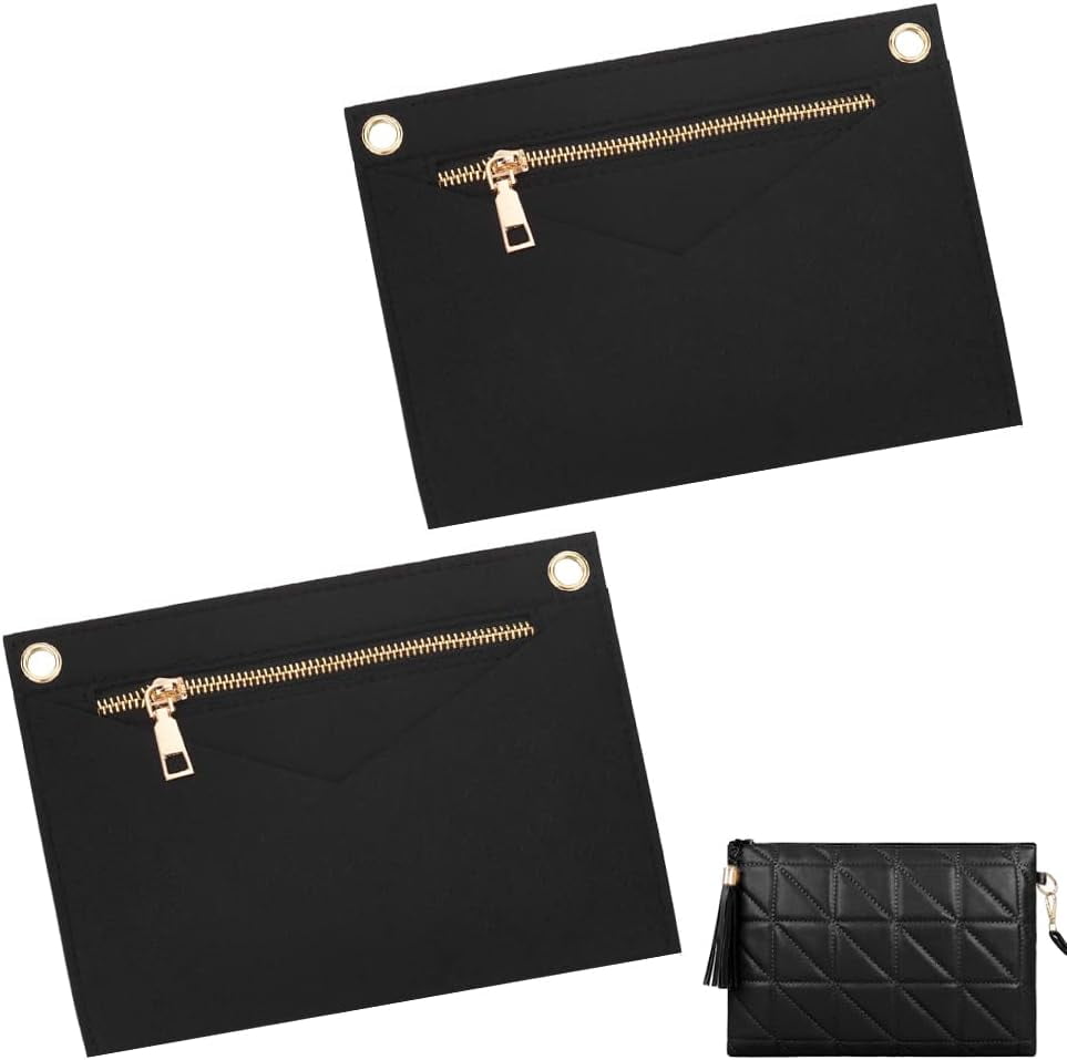 2pcs Felt Purse Organizer Insert Zipper Handbag Shaper Liner with ...