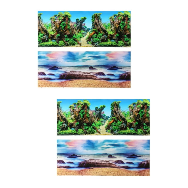 2pcs Fish Tank Backgrounds Paper 3D Fish Tank Sticker Aquarium ...