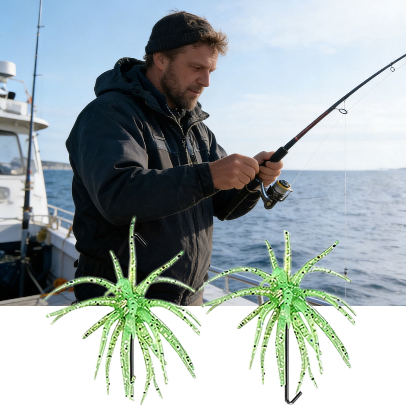 2pcs Floating Sea Urchin Soft Lifelike Swimbait, Saltwater Freshwater ...