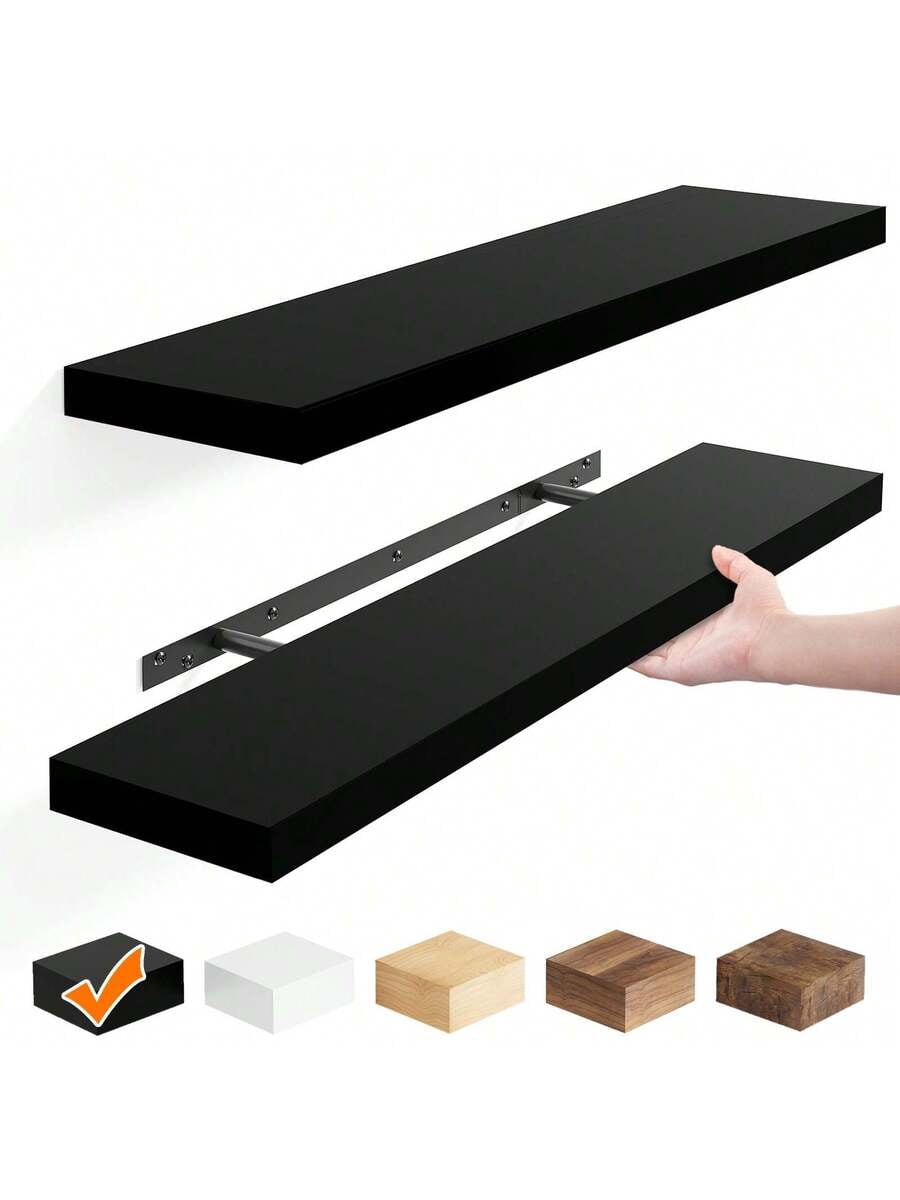 2pcs Floating Shelves For Wall, 22in, Wall-Mounted, MDF Wood Room Decor ...