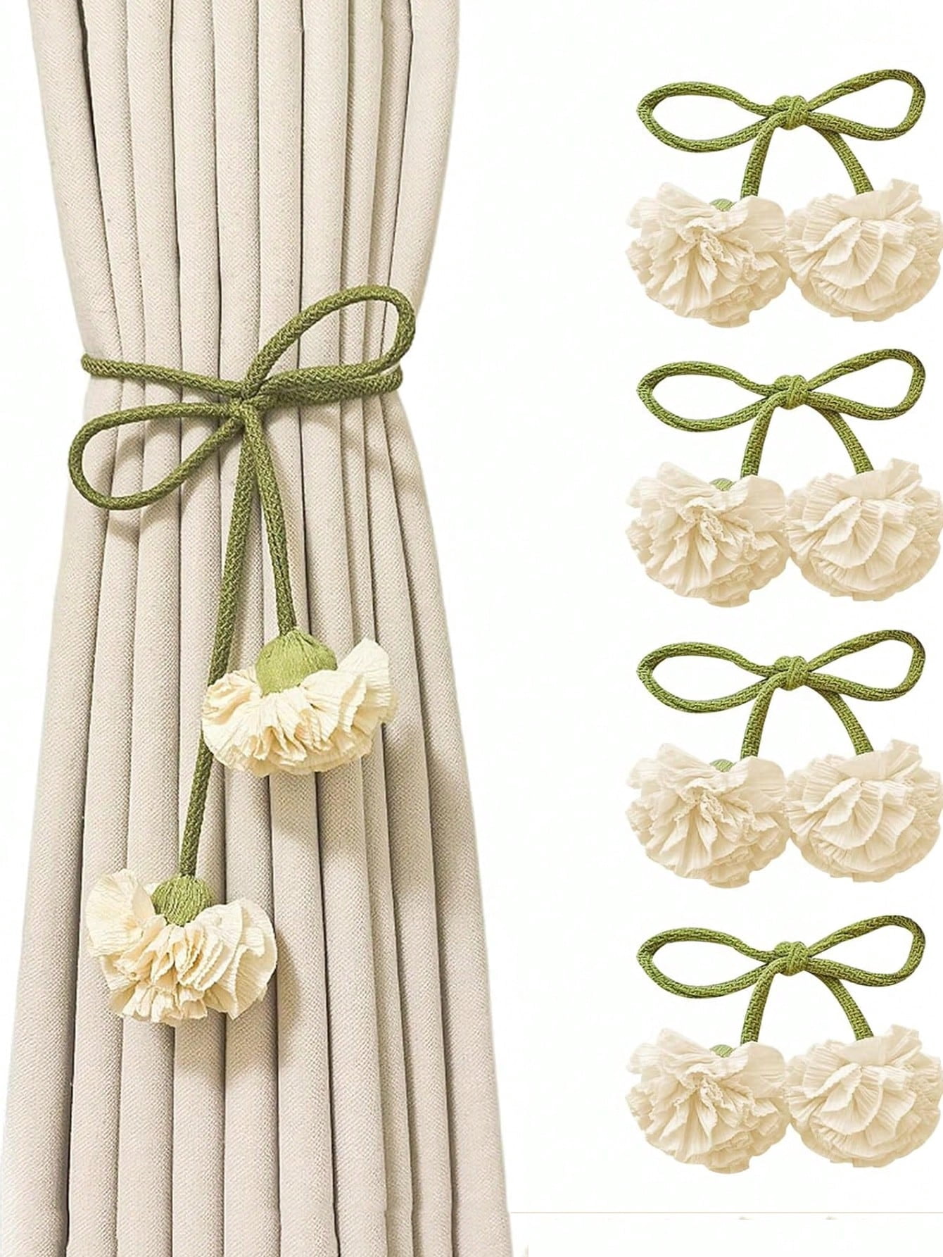 2pcs Floral Curtain Tie Backs With Elegant Decorative Curtain Ropes ...