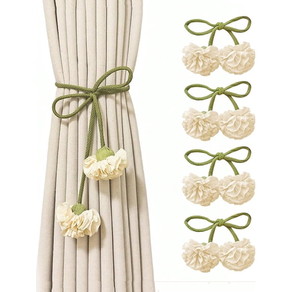 2pcs Floral Curtain Tie Backs With Elegant Decorative Curtain Ropes ...