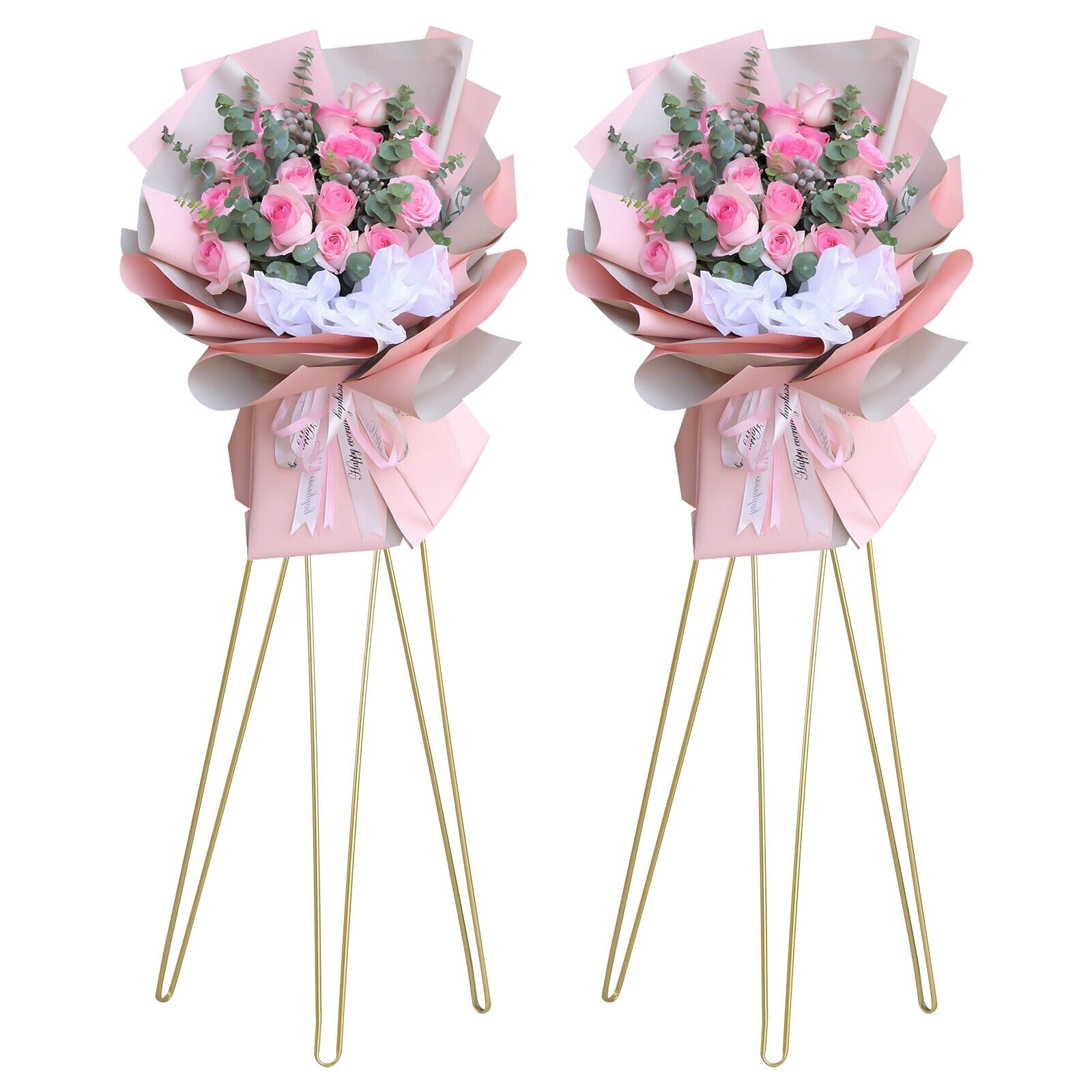 2pcs Flower Display Stands, 3.4ft Tall Wedding Gold Flower Plant Stand ...