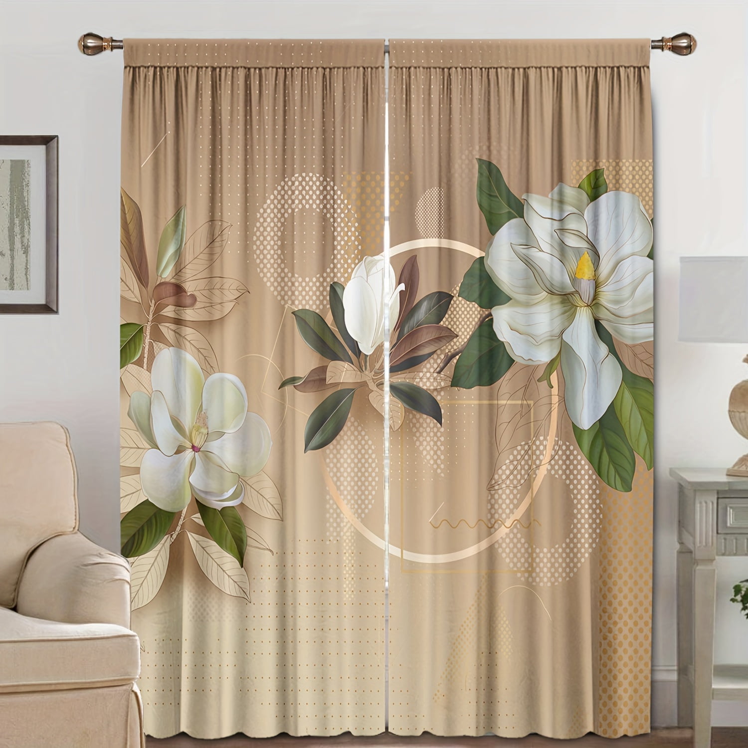 2pcs Flower Pattern Curtains rative Window Drape Window Treatments For ...