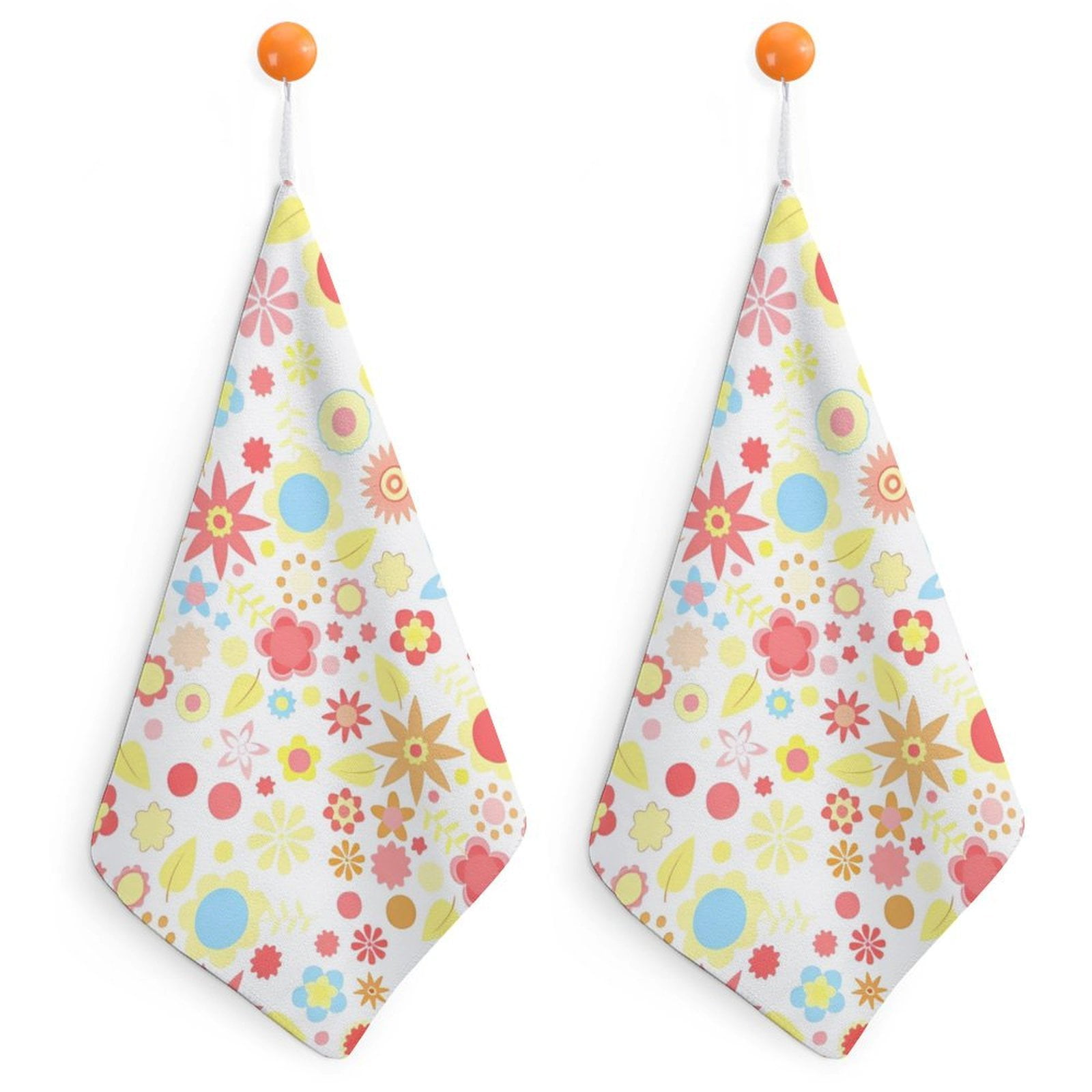 2pcs Flowers Leaves Hand Towels Abstract Soft Absorbent Hanging Hand ...