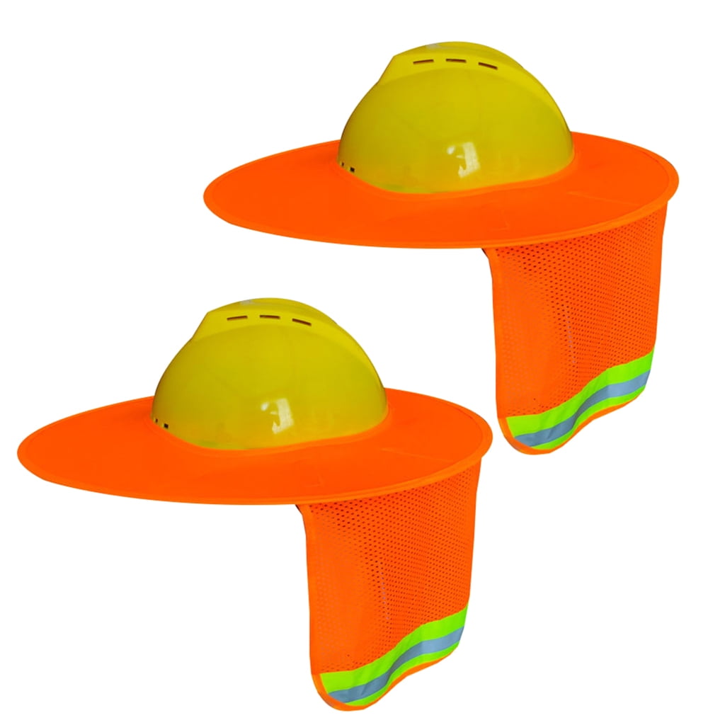 2pcs Fluorescent Color Outdoor Hard Hat for Sun Shield Full Brim Mesh ...