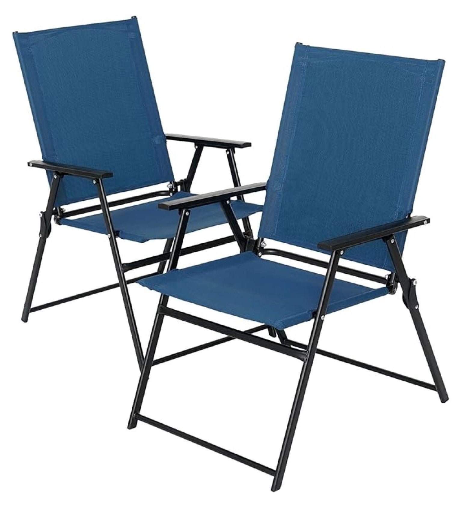 2pcs Folding Patio Chairs, Outdoor Dining Chairs with Grey Sling High ...