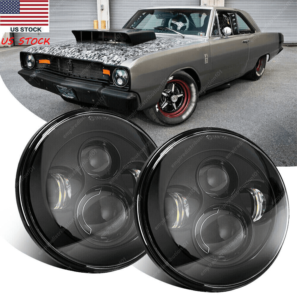 DOT Approved 7" LED Bulb Headlights Hi-Lo Seal Beam 2pcs for 1964-1976 ...