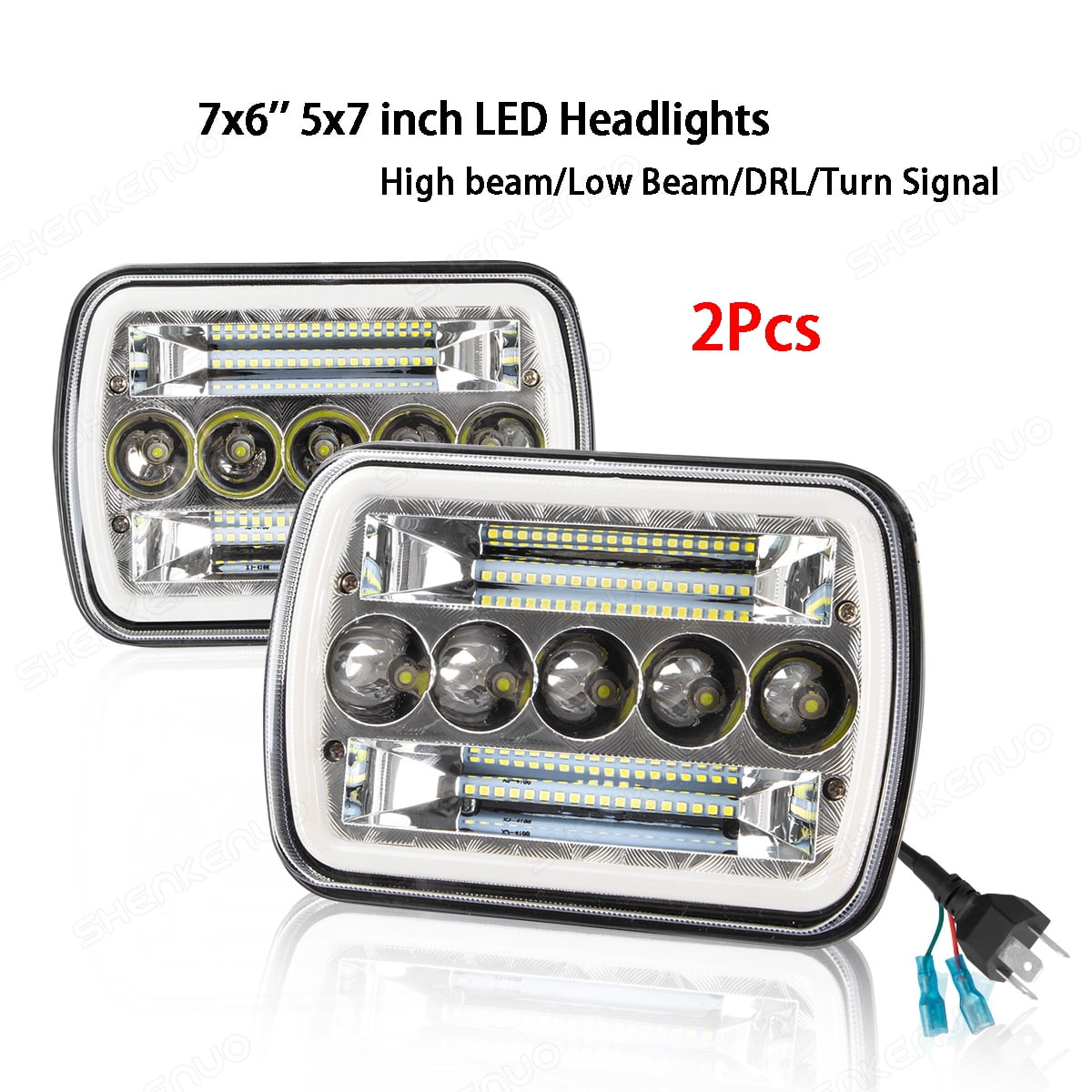 2pcs For Nissan D21 Pickup 1986-1994 5x7 7x6 LED Headlight High/Low DRL ...