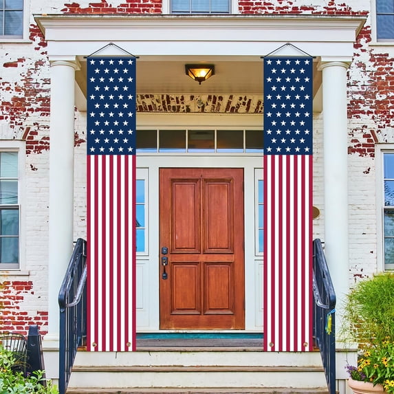 2pcs Fourth Of July Decorations Memorial Day Banner Patriotic Door ...