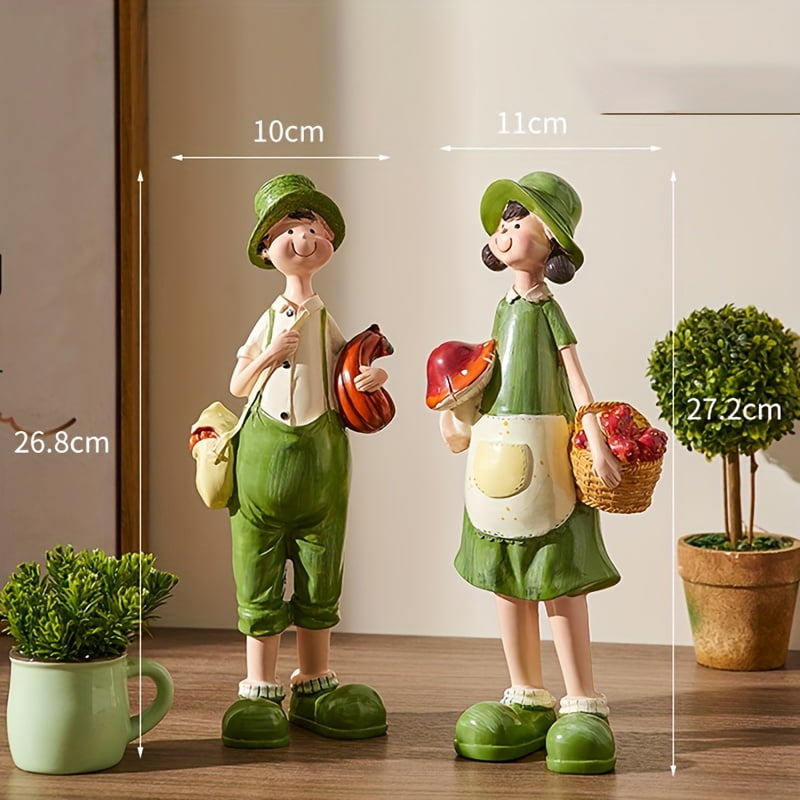 2pcs, French-inspired Hand-painted Resin Figurines, Cute Couple ...