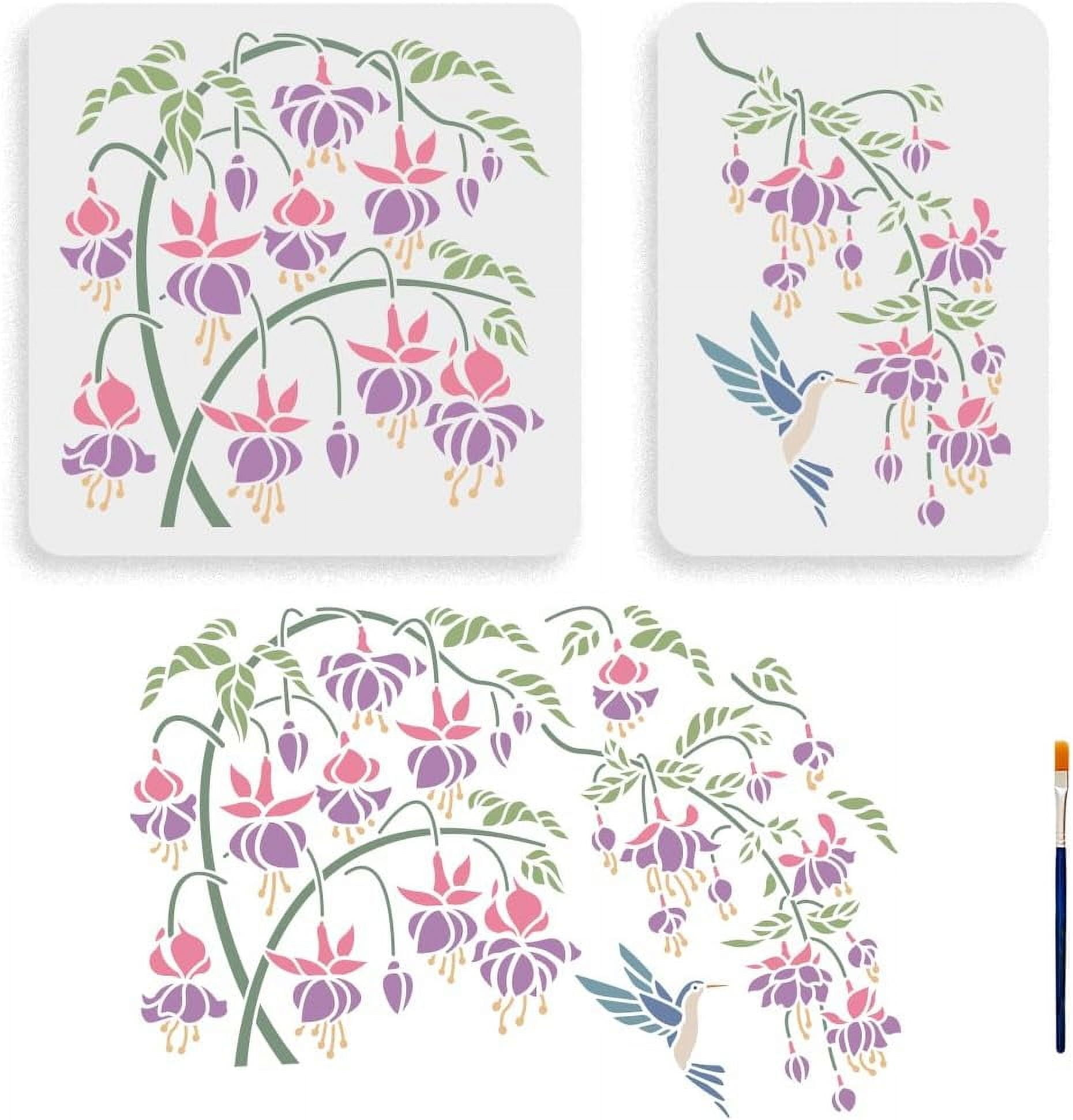 2pcs Fuchsia Begonia Stencil 11.8×11.8/11.7×8.3inch Fuchsia Flower ...