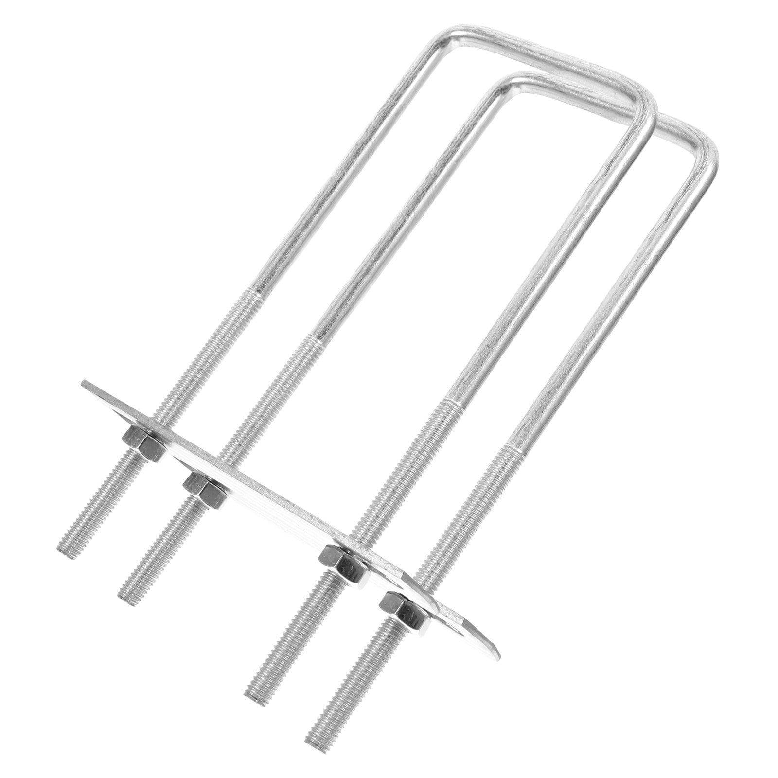 2pcs Galvanized Carbon Steel Hardened Square U Bolt Pipe Clamp With ...