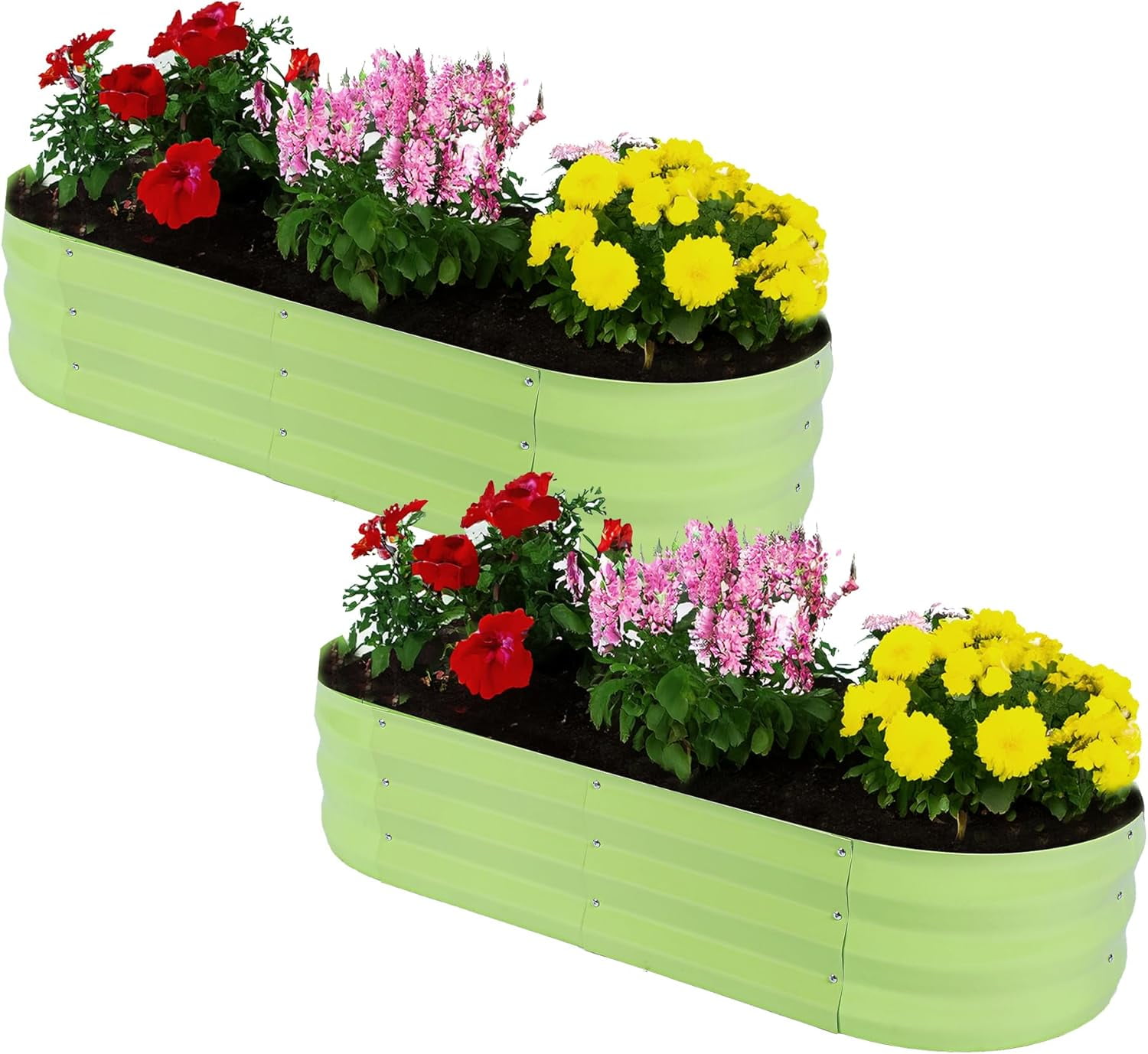 2pcs Galvanized Raised Garden Bed,Raised Garden Bed Kit-Oval Metal ...