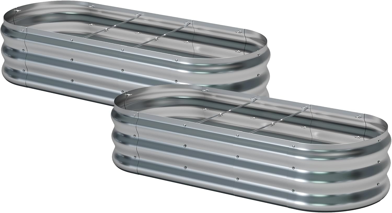 2pcs Galvanized Raised Garden Bed,Raised Garden Bed Kit-Oval Metal ...