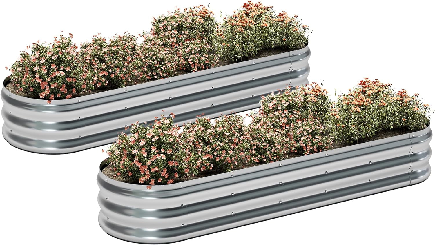 2pcs Galvanized Raised Garden Bed,Raised Garden Bed Kit-Oval Metal ...