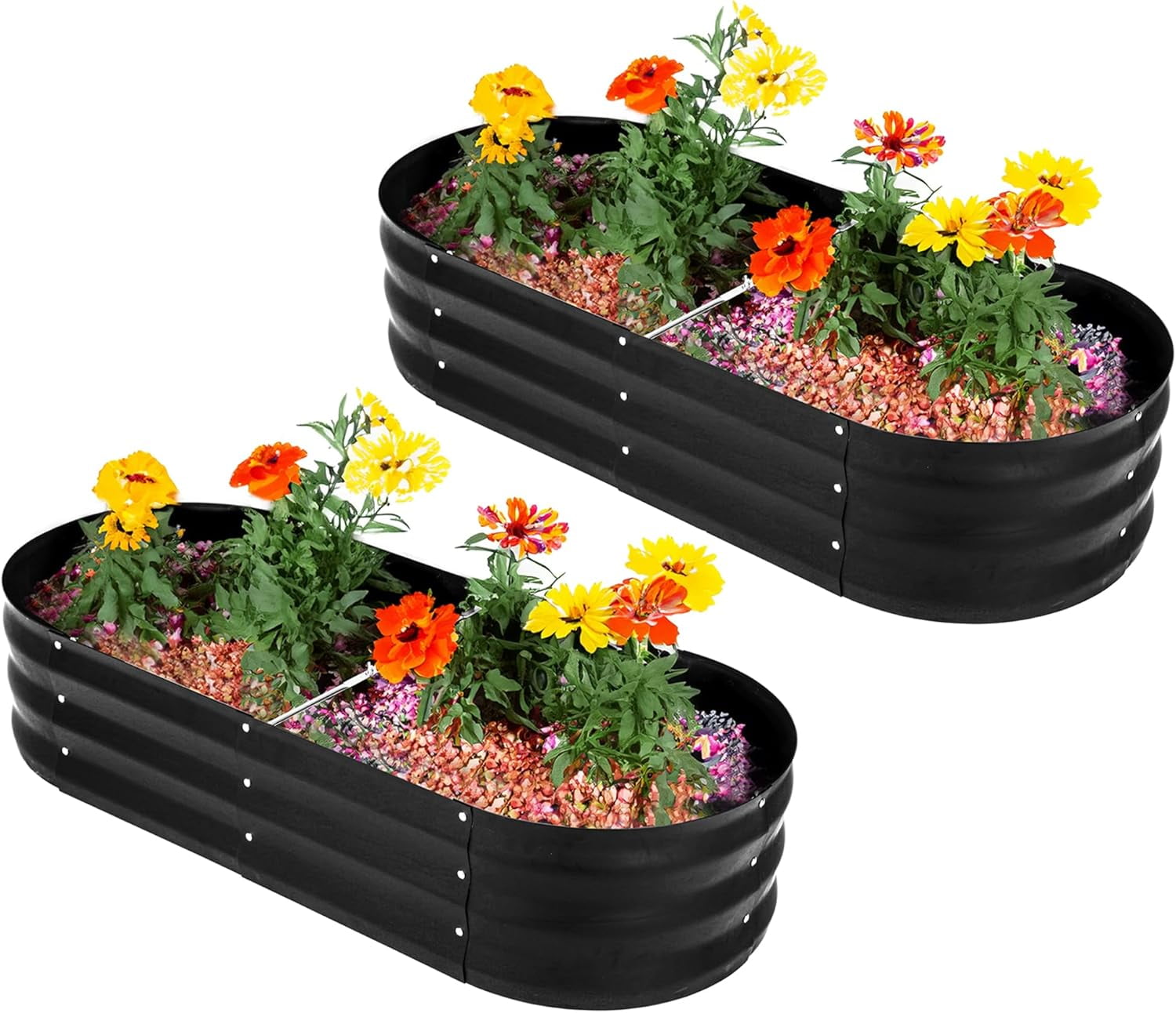 2pcs Galvanized Raised Garden Bed,Raised Garden Bed Kit-Oval Metal ...