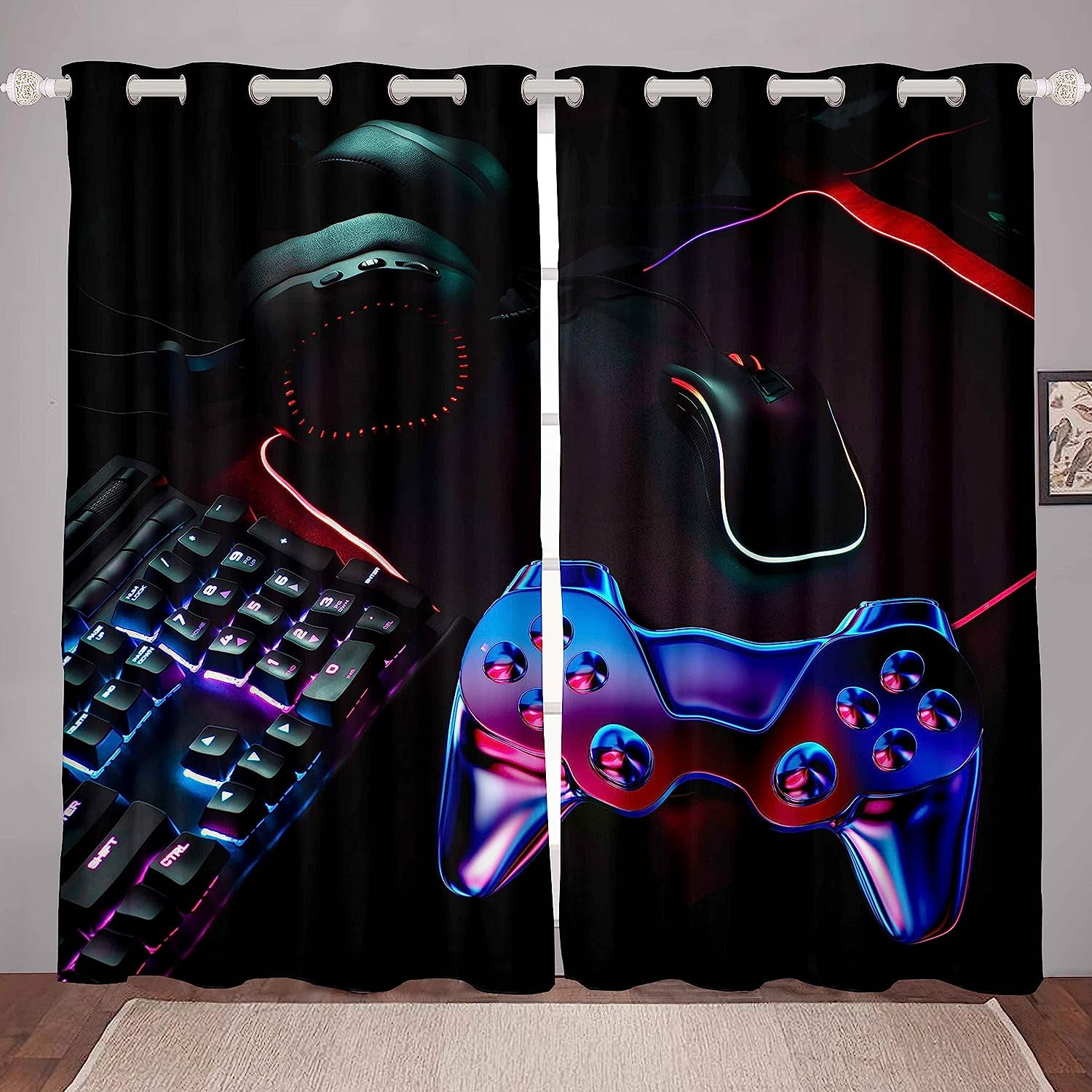 2pcs Gamer Game Controller Handle Boys Kids Curtains Blinds Window ...
