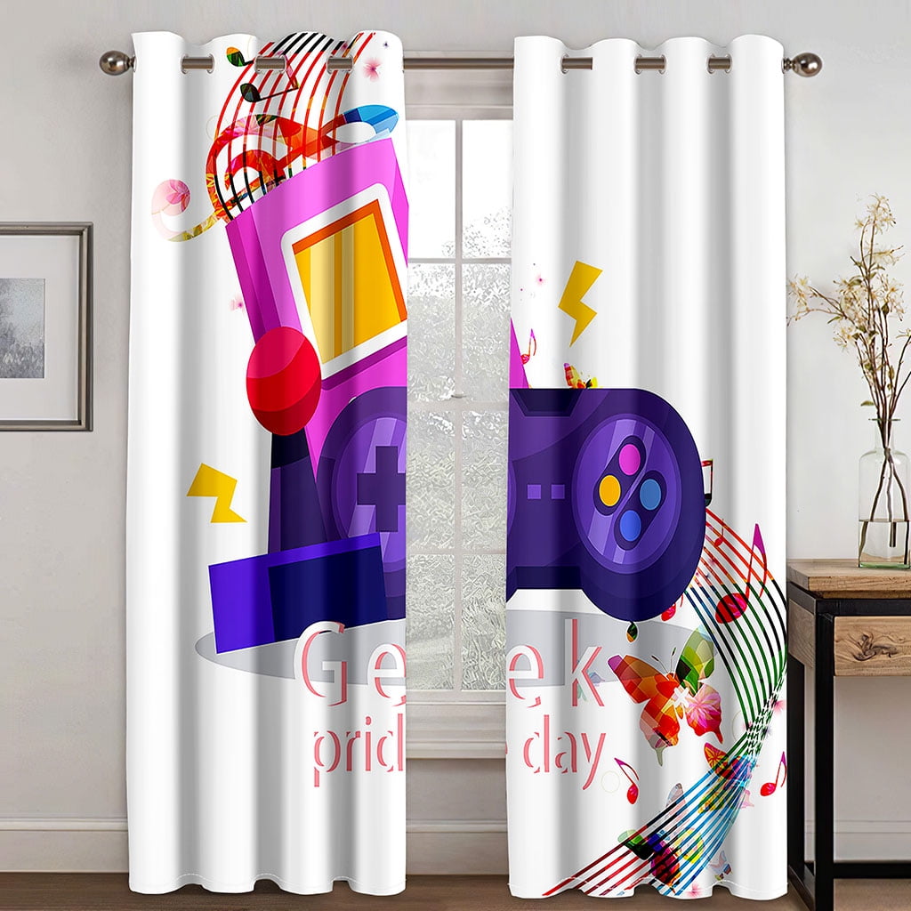 2pcs Gamer Gamepad Controller Window Curtains Drapes for Living Room ...