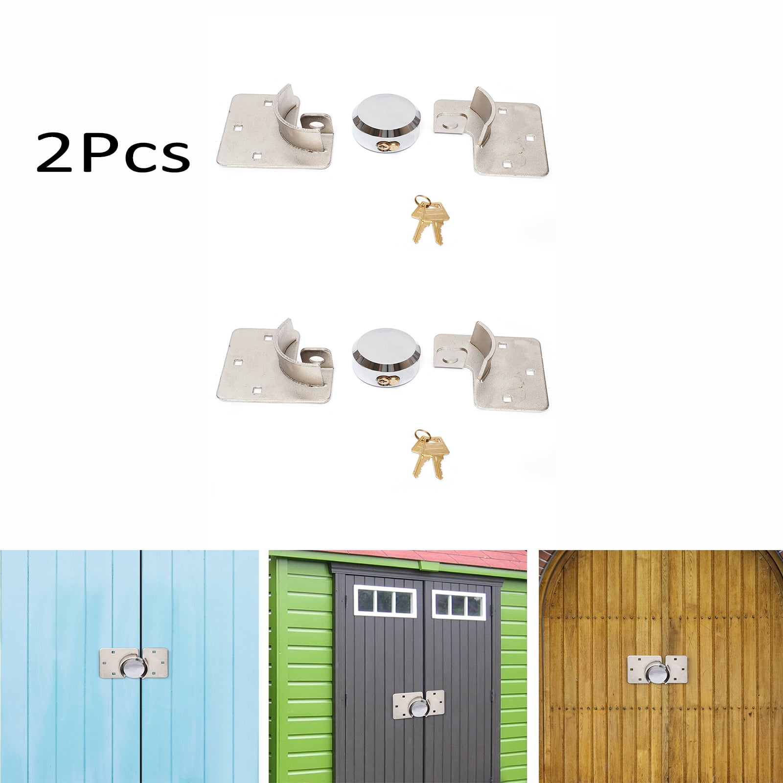 2pcs Garage Lock Steel Heavy Duty Van Shed Door Security Padlock Hasp ...