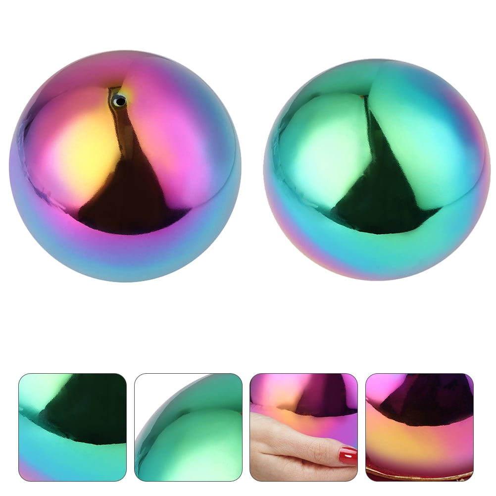 2pcs Gazing Globe Mirror Stainless Steel Rainbow Reflective Garden ...