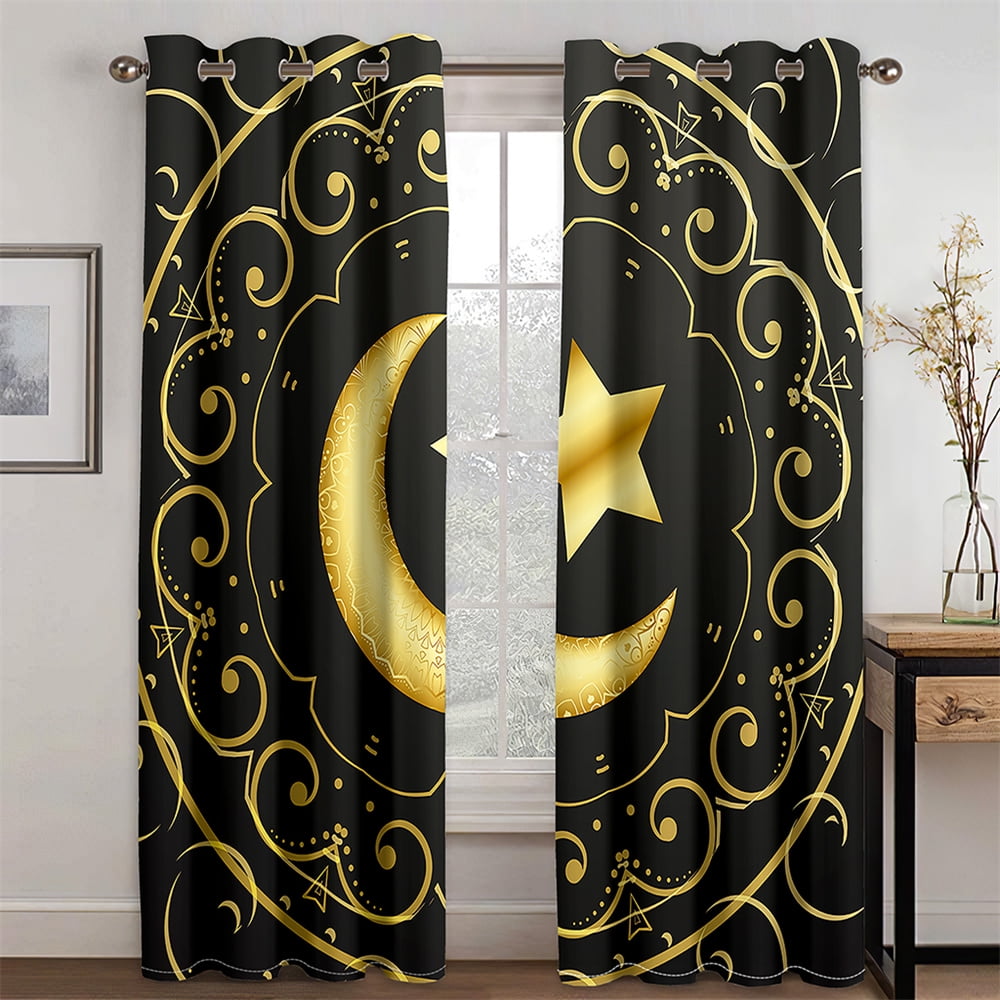 2pcs Geometric Abstract 3D Art Painting Curtain With Rod Pocket Mount ...
