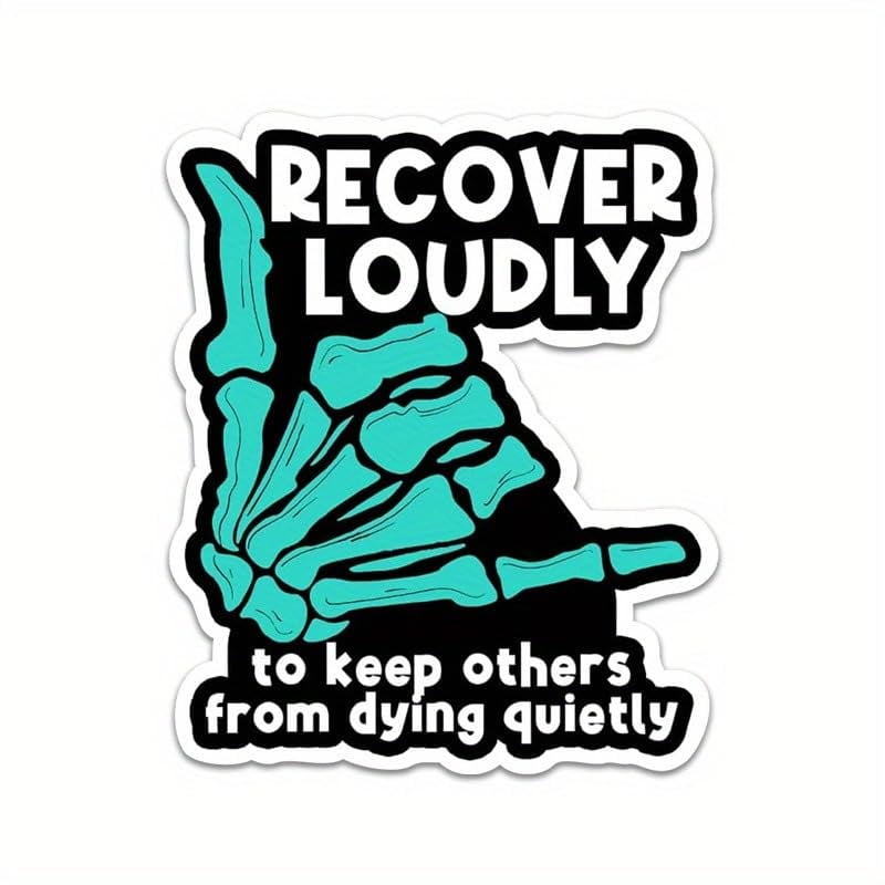 2pcs "Get Well Out Loud" Addiction Recovery Stickers - Cyan Ribbon ...