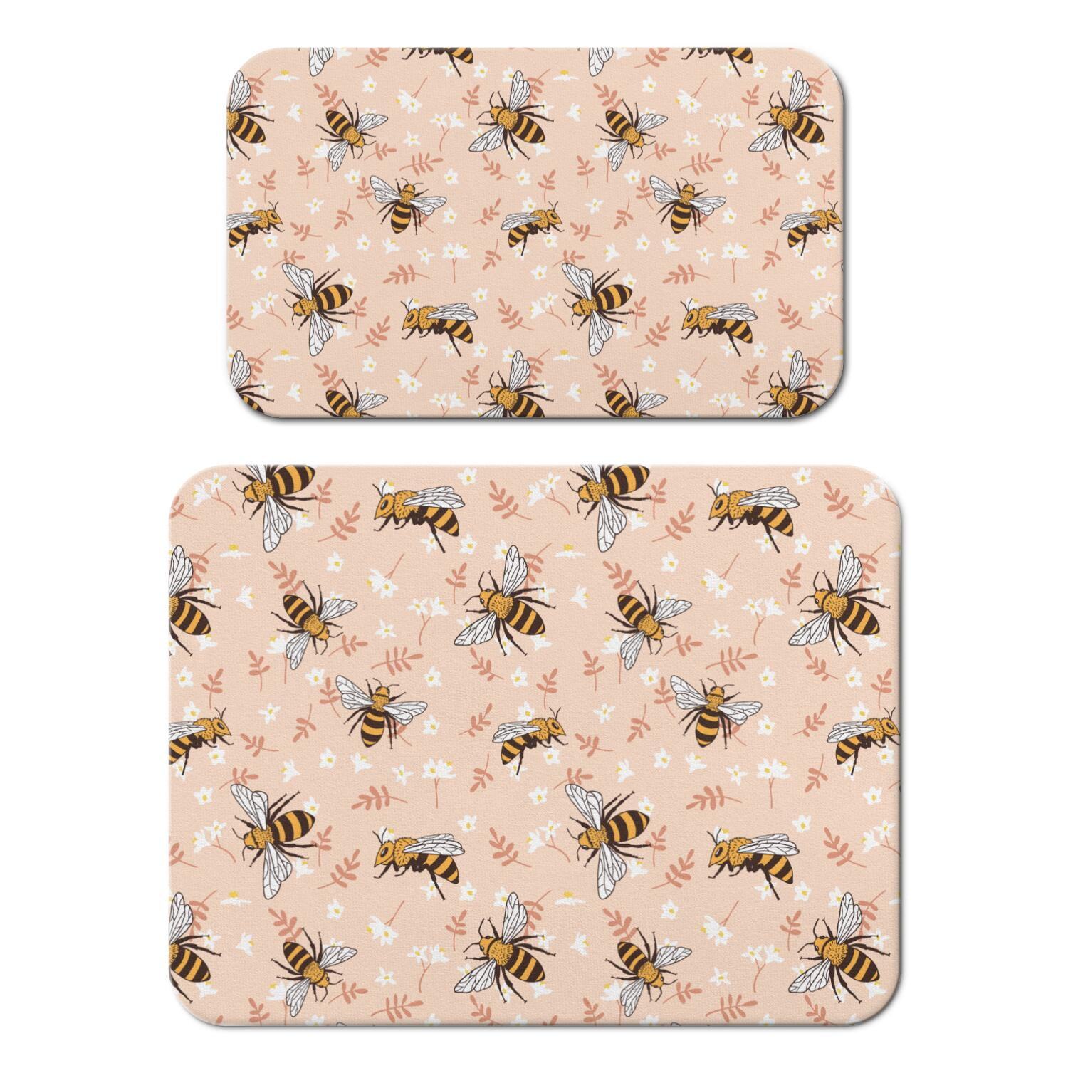 2pcs Gift-Ready Bee & Honeycomb Coffee Mats - Cute Cartoon Pattern with Strong Water Absorption ...