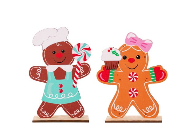 2pcs Gingerbread Man Ornaments Wooden Gingerbread Man Decorations with ...