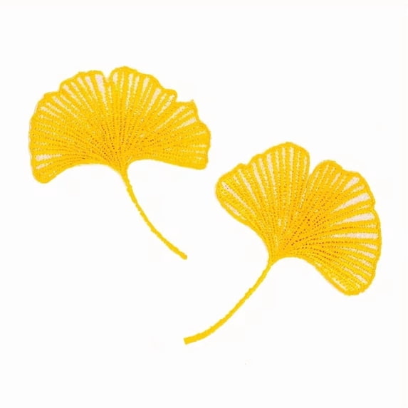 2pcs Ginkgo Embroidery Iron-On Patches - Self-Adhesive Fabric Patches ...