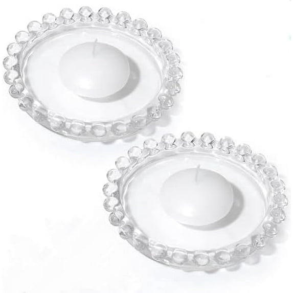 2pcs Glass Candle Plates Clear Pillar Candle Holder Plates,Transparent ...