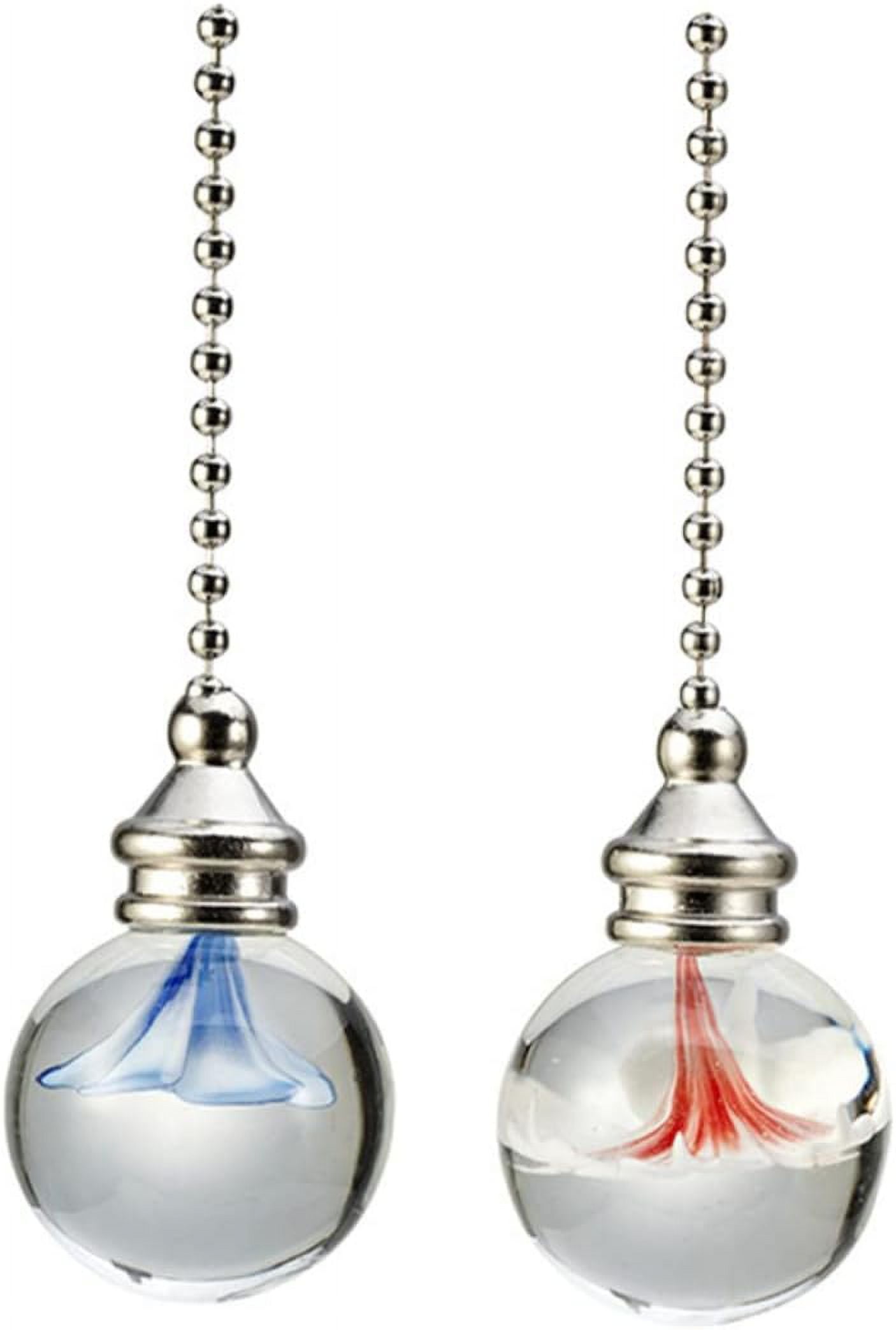 2pcs Glass Ceiling Fan Chain Decorative Ceiling Fan Silver Chandelier ...