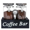 2pcs Glass Coffee Containers With Shelf 54 Oz Station Organizer Bean ...