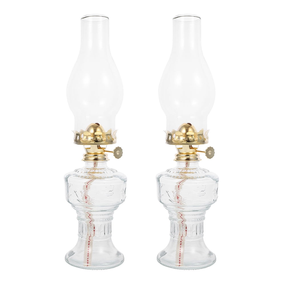 2pcs Glass Kerosene Lamp Oil Lamp for Buddha Worship Desktop Adornment ...