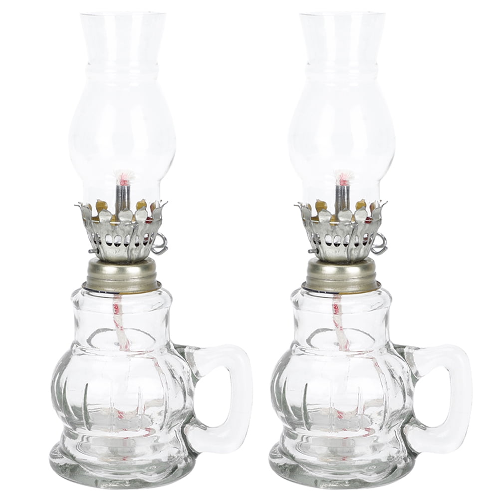 2pcs Glass Kerosene Lamp Vintage Oil Light Desktop Decorative Oil Lamp ...