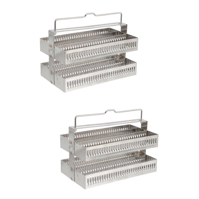 2pcs Glass Slides Rack Stainless Steel Staining Rack Microscope Slides ...